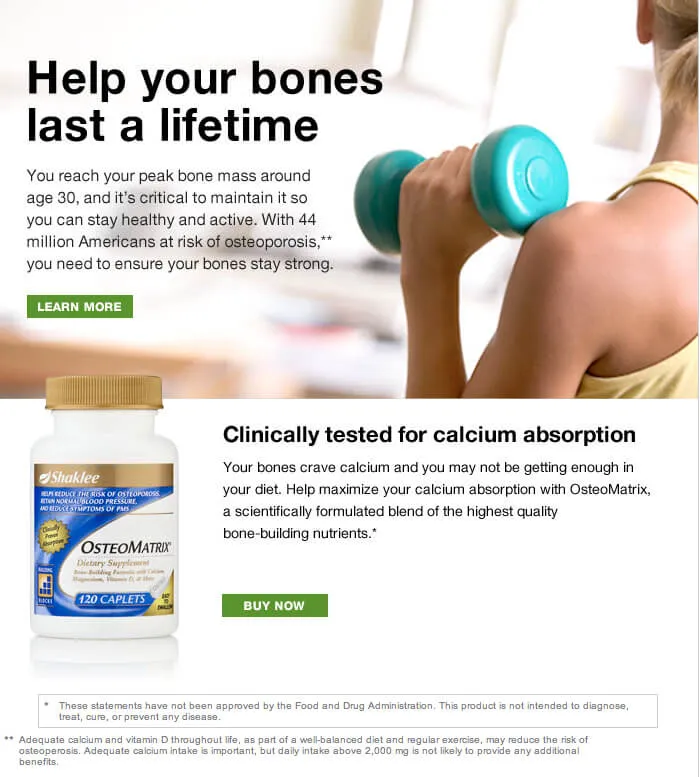 Shaklee Review: Shaklee OsteoMatrix and Osteoporosis